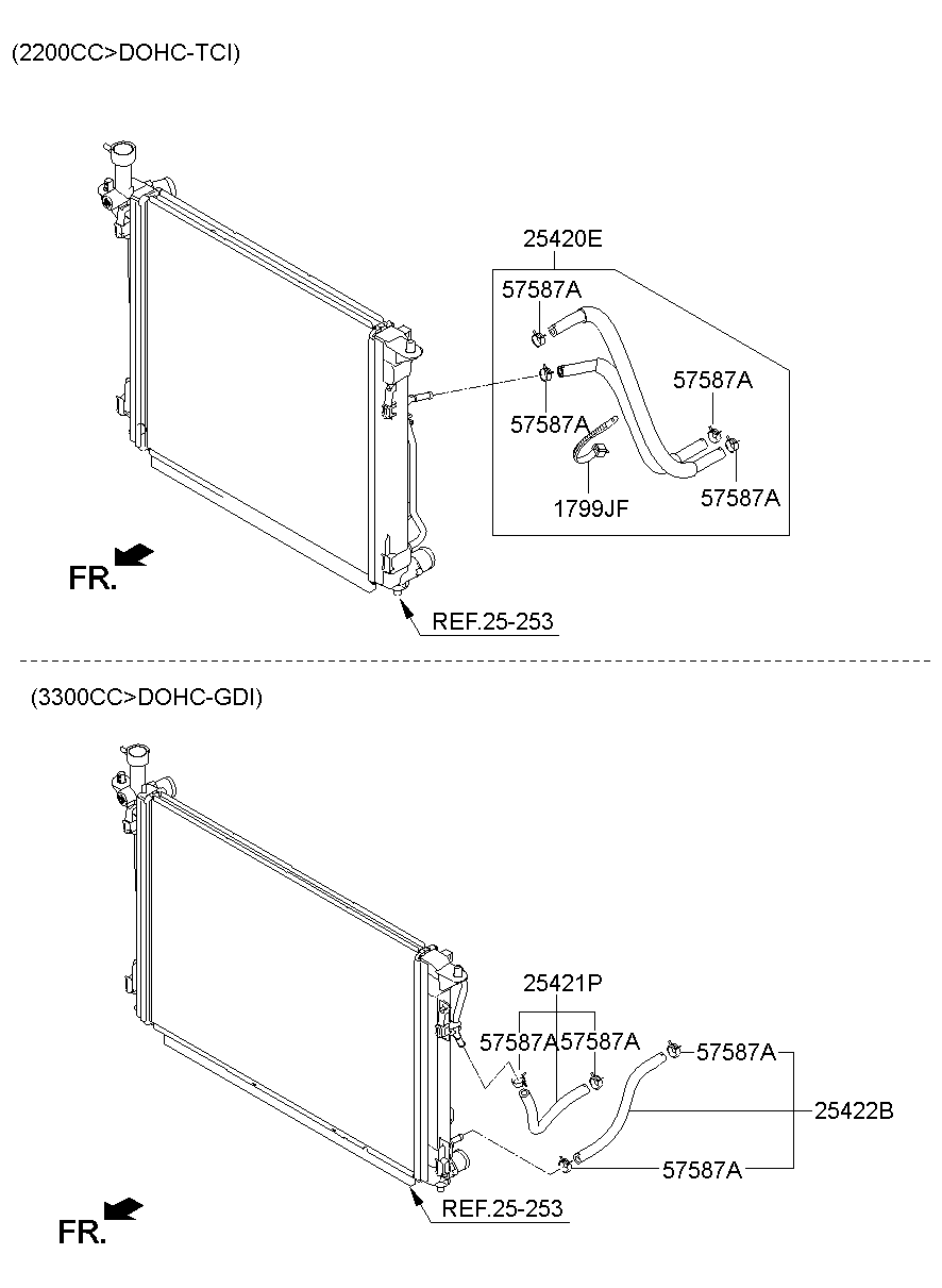 25422-A9000 Hose-Oil Cooling Return Kia | YoshiParts