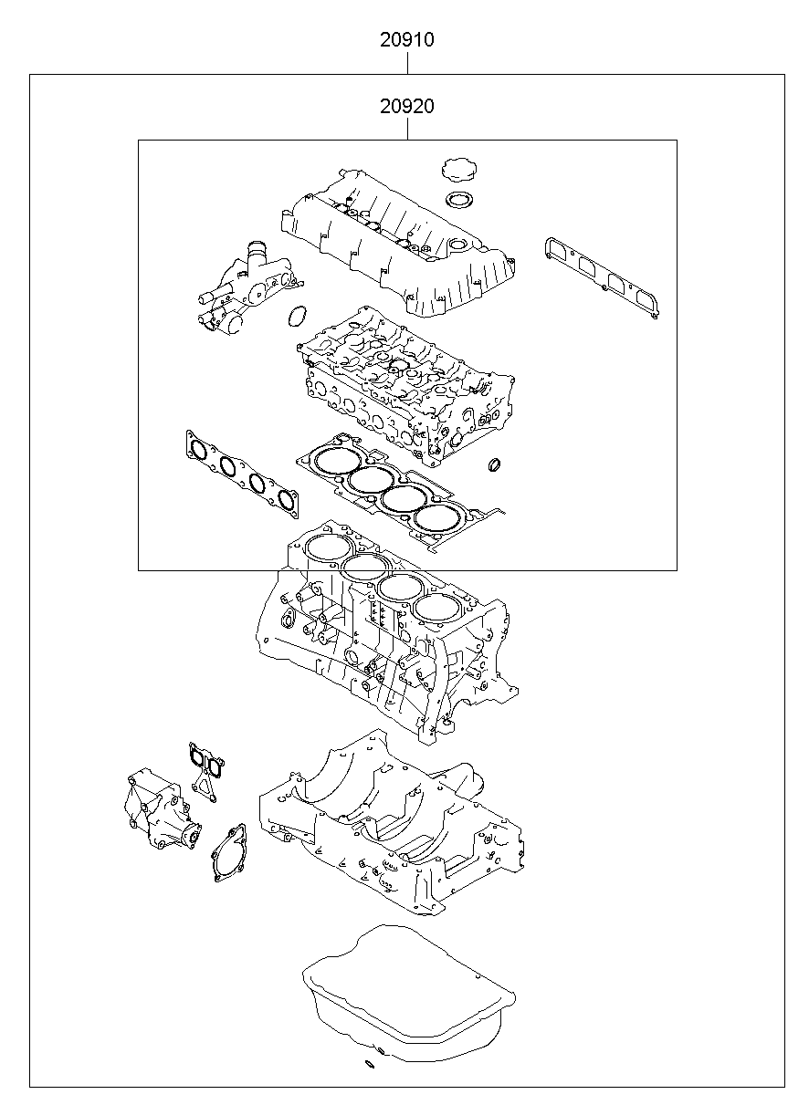 20910-2GJ01 Gasket Kit-Engine Overhaul Kia | YoshiParts