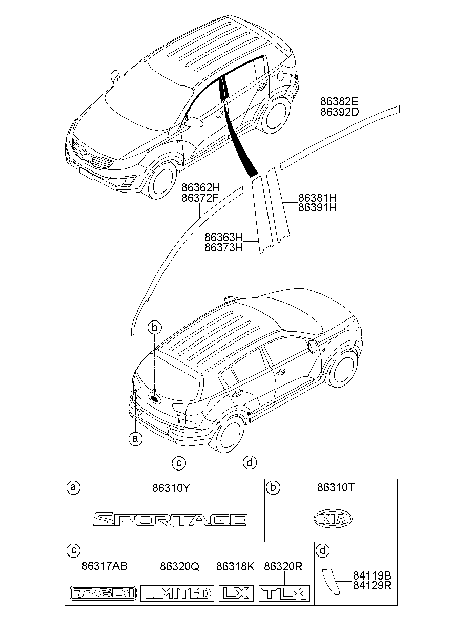 86392-3W000 Black Tape-Rr Dr Frame Upr,Rh Kia | YoshiParts