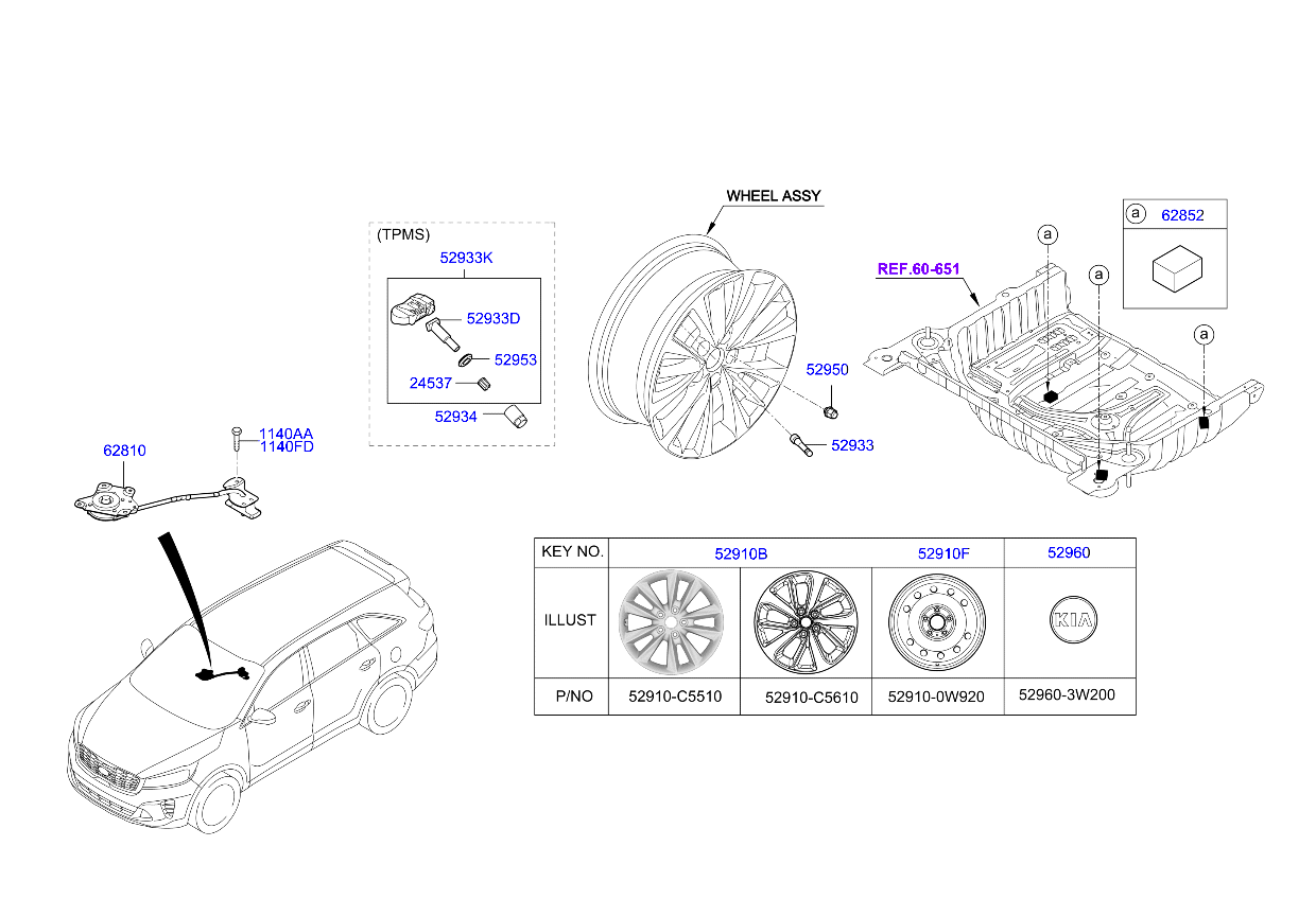 52960-3W200 Cap Assy-Wheel Hub Kia | YoshiParts