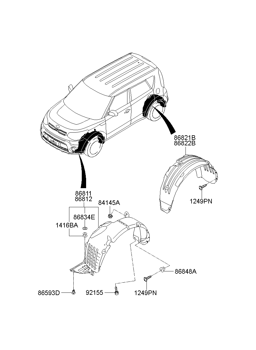 86811-B2500 Guard Assy-Front Wheel,Lh Kia | YoshiParts