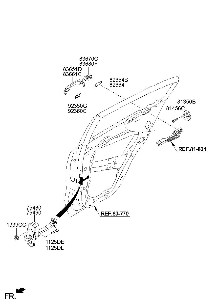 79490-D9000 Checker Assy-Rear Door,Rh Kia | YoshiParts