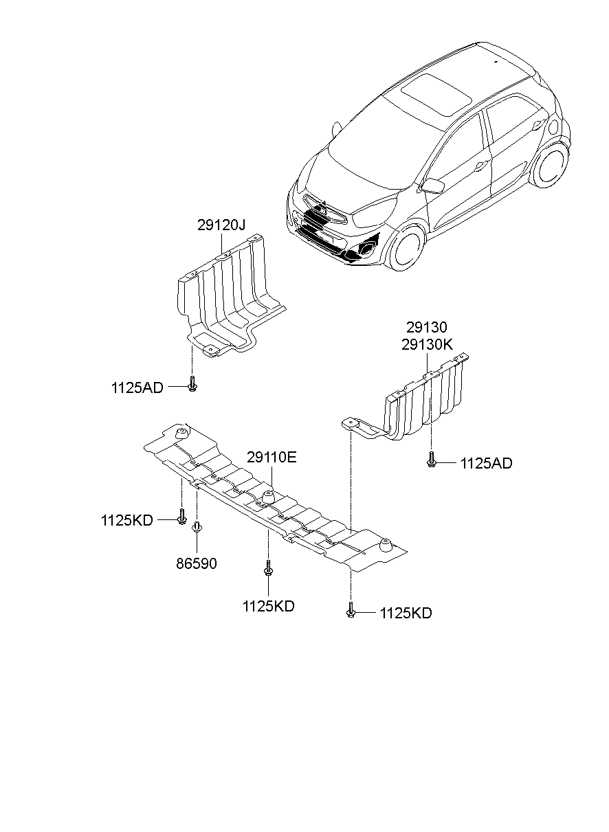 29110-1Y000 Cover-Engine Under Frt Kia | YoshiParts