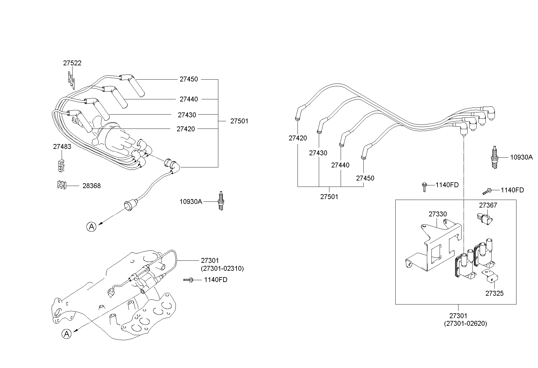27501-02H00 Cable Set-Spark Plug Kia | YoshiParts