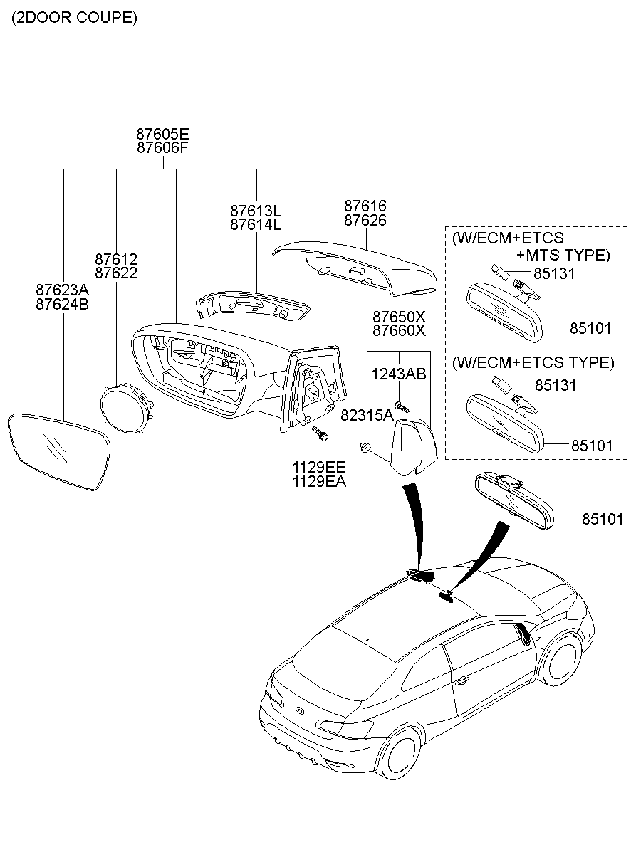 87612-A7000 Actuator Assy-O/S Mir,Lh Kia | YoshiParts