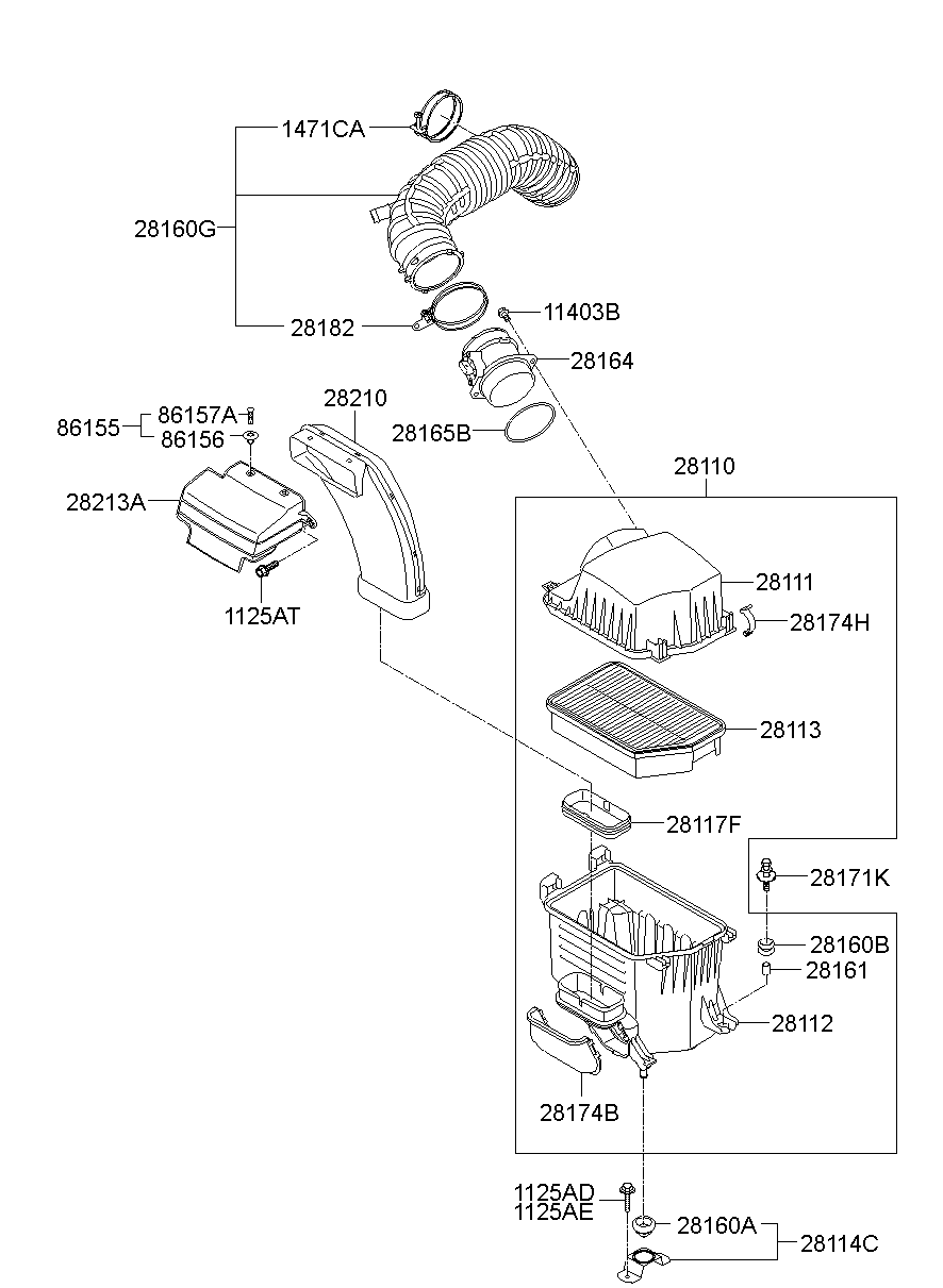 28213-3W000 Shield-Air Intake Kia | YoshiParts