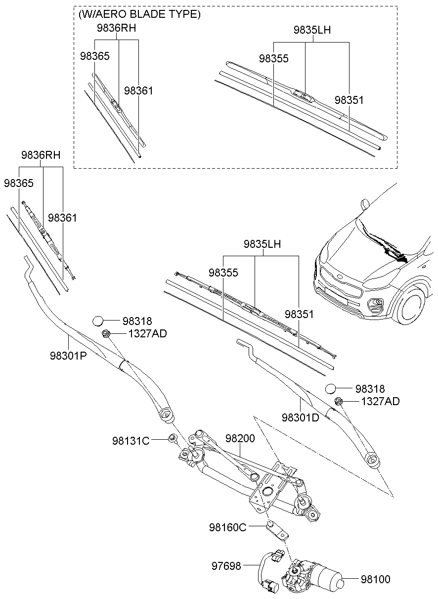 98110-F2000 Motor Assy-Windshield Wiper Kia | YoshiParts