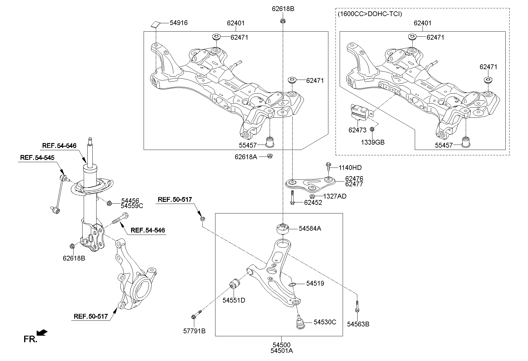 54500-A7100 Arm Complete-Fr Lwr,Lh Kia | YoshiParts