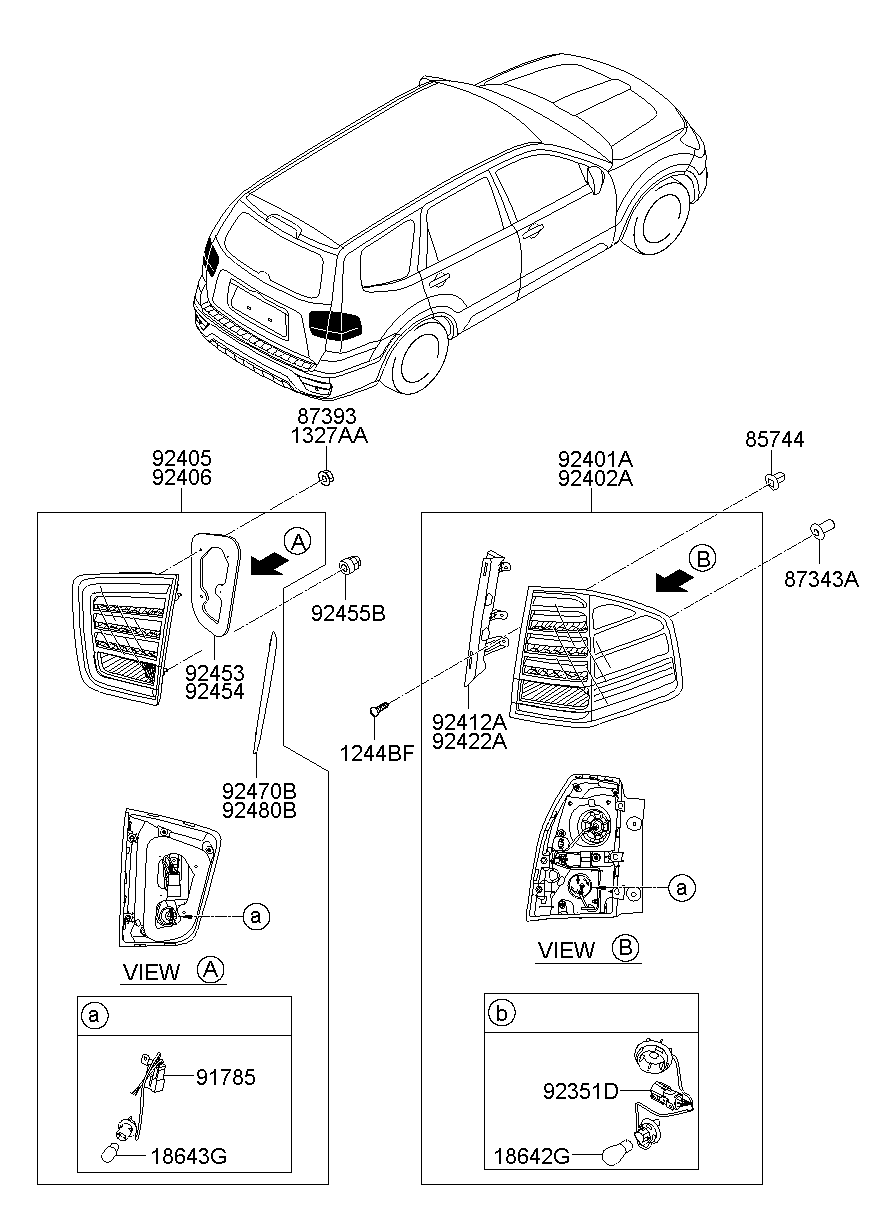 92404-2J500 Lamp Assy-Rear Comb Inside,Rh Kia | YoshiParts