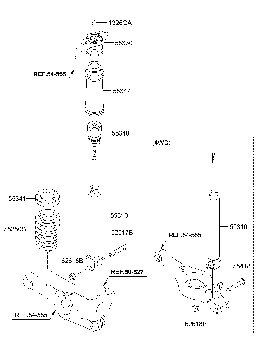 55348-3W000 Bumper-Rr Spring Kia | YoshiParts