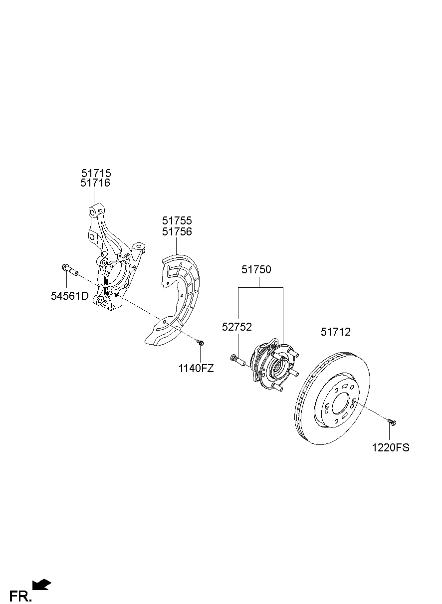 51715-C1000 Knuckle-Front Axle,Lh Kia | YoshiParts