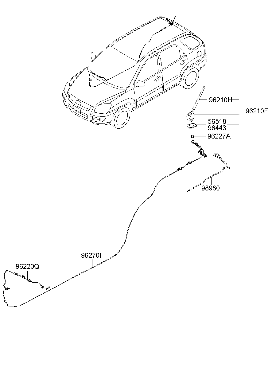 96201-1M000 Pole-Roof Antenna Kia | YoshiParts