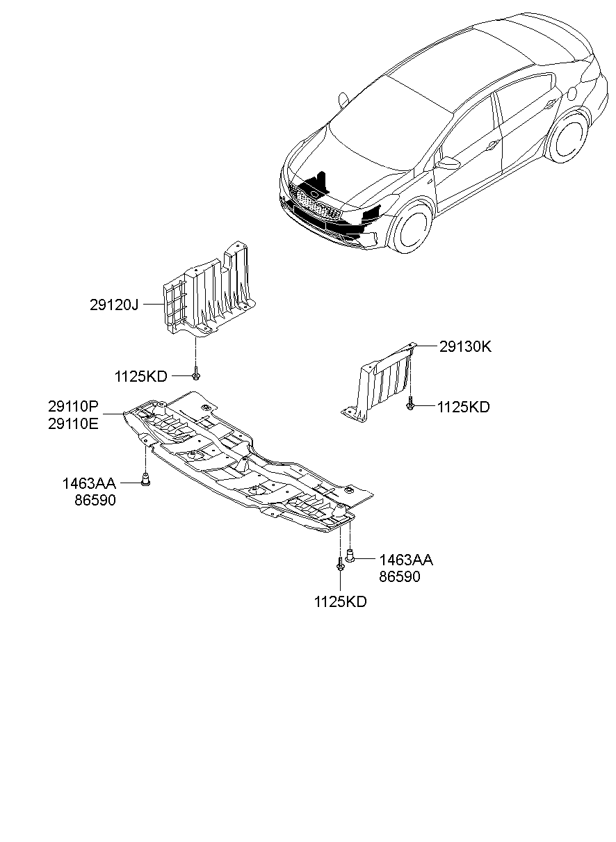 29110-A7500 Cover-Engine Under Frt Kia | YoshiParts