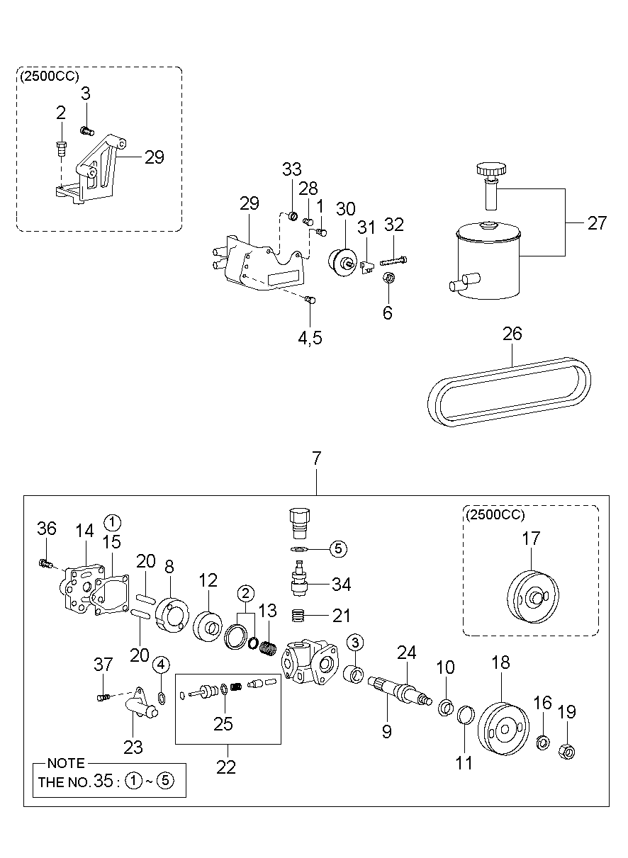57170-2D101 Belt"V"-Power Steering Pump Kia | YoshiParts