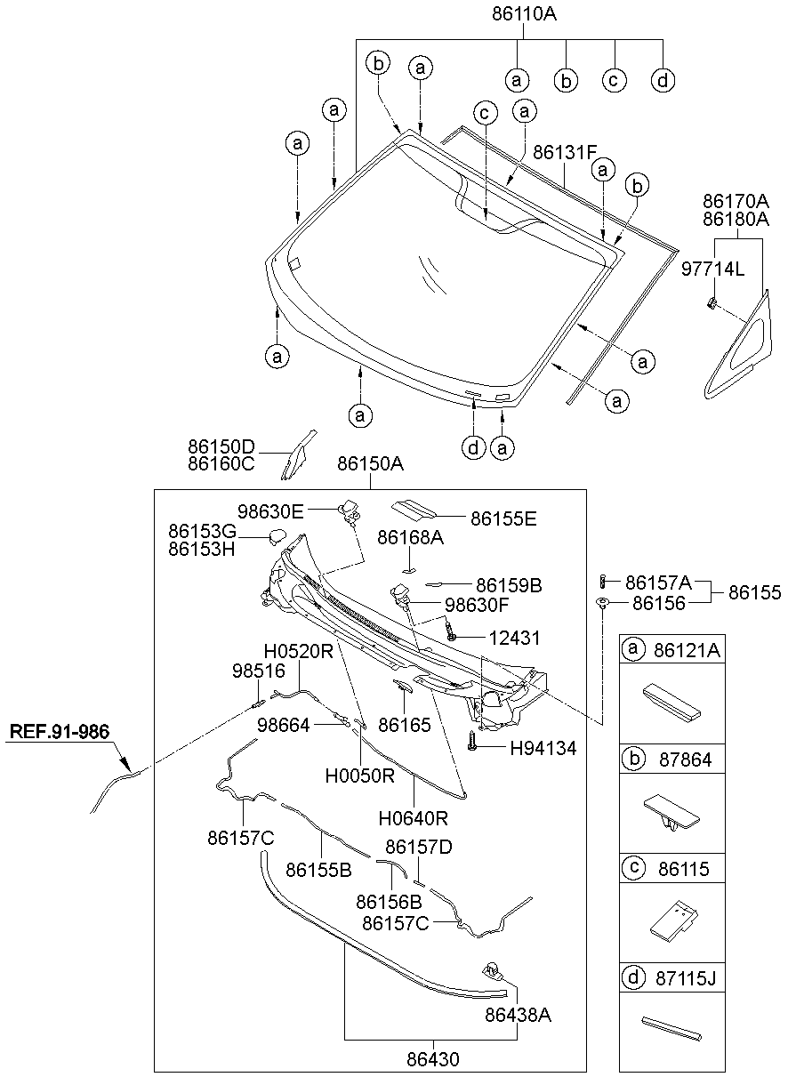 86170-1W000 Glass & Moulding Assy-Door Window,Lh Kia | YoshiParts