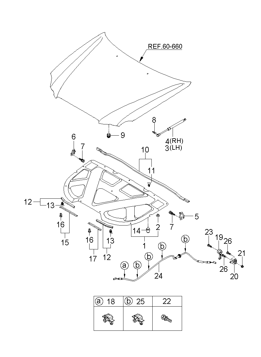 86438-2B000 Clip-Hood Seal Strip Mtg Kia | YoshiParts