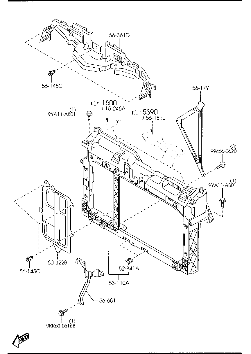 D651-56-17YA Member,Radiator Shroud-Up Mazda | YoshiParts