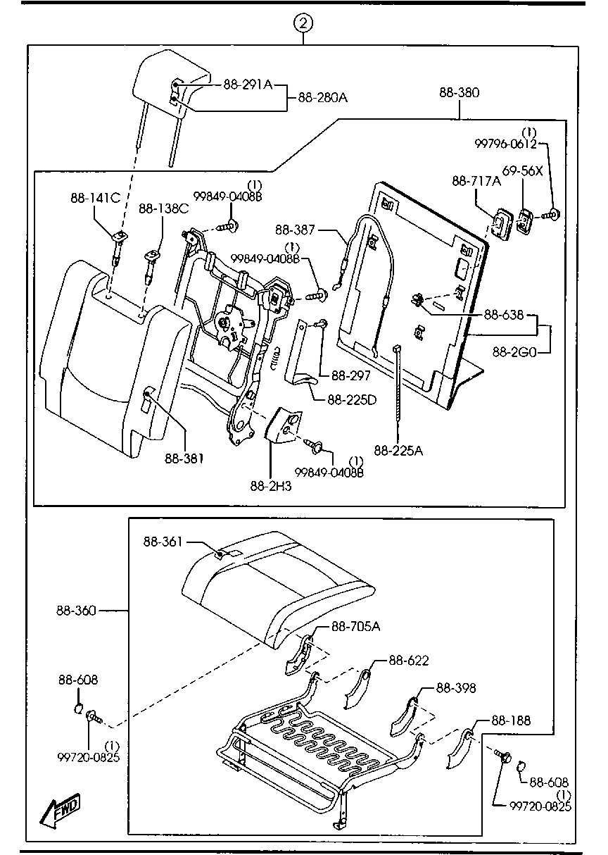 C250-88-380A02 Back(L),Rr Seat,2Nd Mazda | YoshiParts