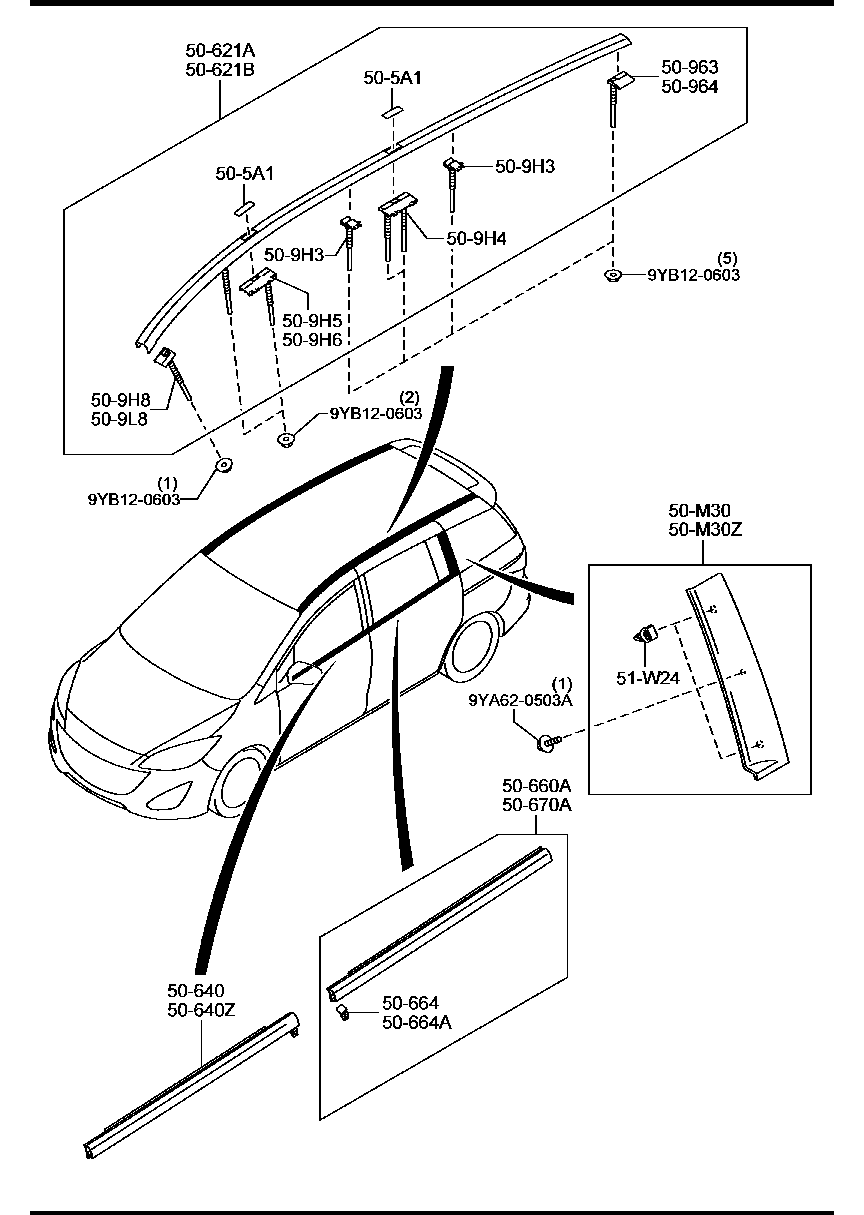 C513-50-650 Mould(L),Frt.belt. Mazda | YoshiParts