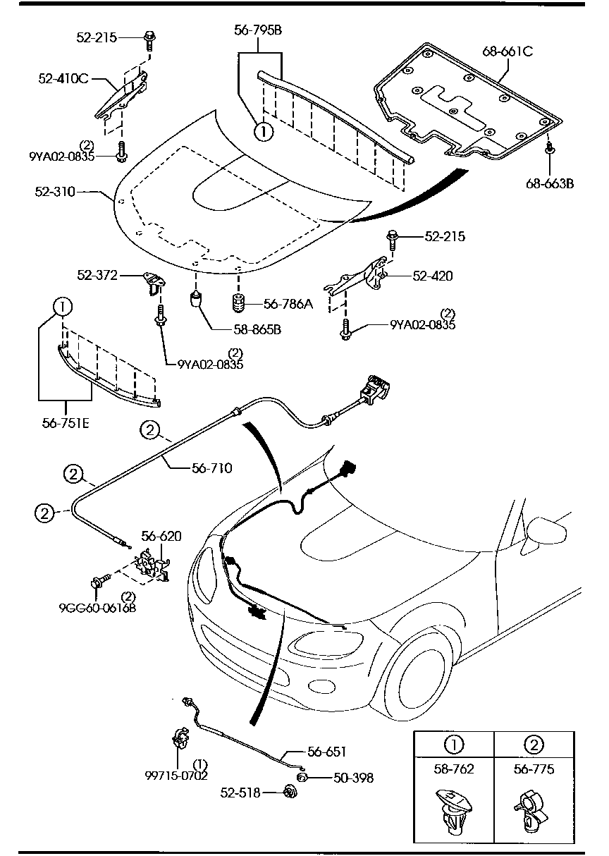 NE51-56-760 Weatherstrip,Bonnet-Rear Mazda | YoshiParts