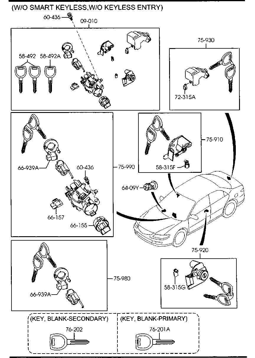 FEY1-76-14X Key Sub Set,Ig.swich Mazda | YoshiParts