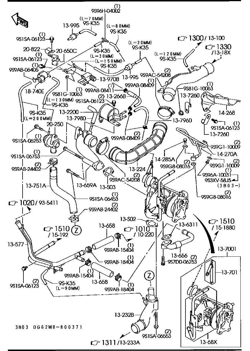 1A13-13-751B Hose,Air-A.b.v.&A.in.hose Mazda | YoshiParts