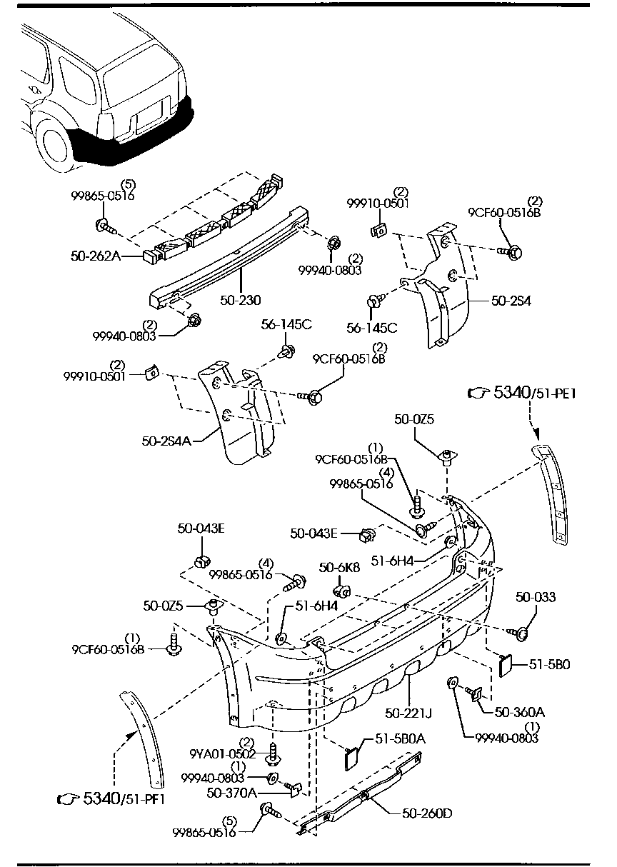 E116-50-262A Reinf.(In),Rear Bumper Mazda | YoshiParts