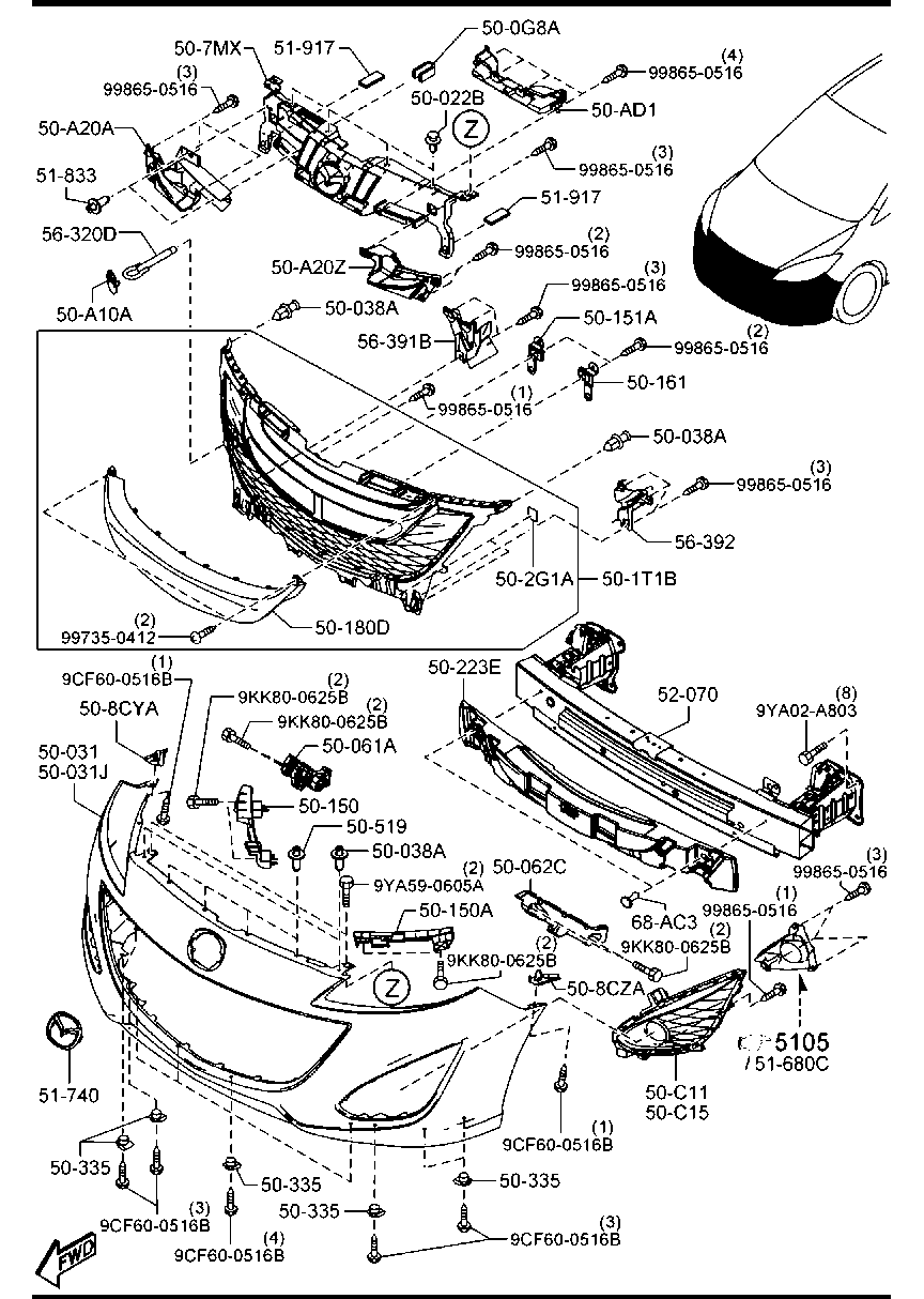 C513-50-031ABB Bumper,Front Mazda | YoshiParts