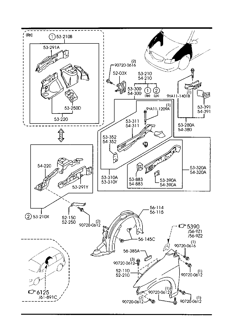 LDY7-54-20Y Panel(L),Apron & Frame Mazda | YoshiParts