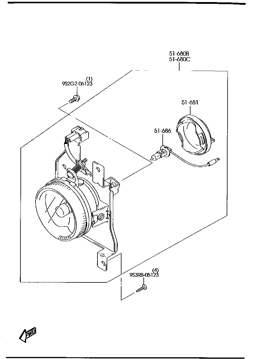 1A04-51-690 Lamp(L),F.fog Mazda | YoshiParts
