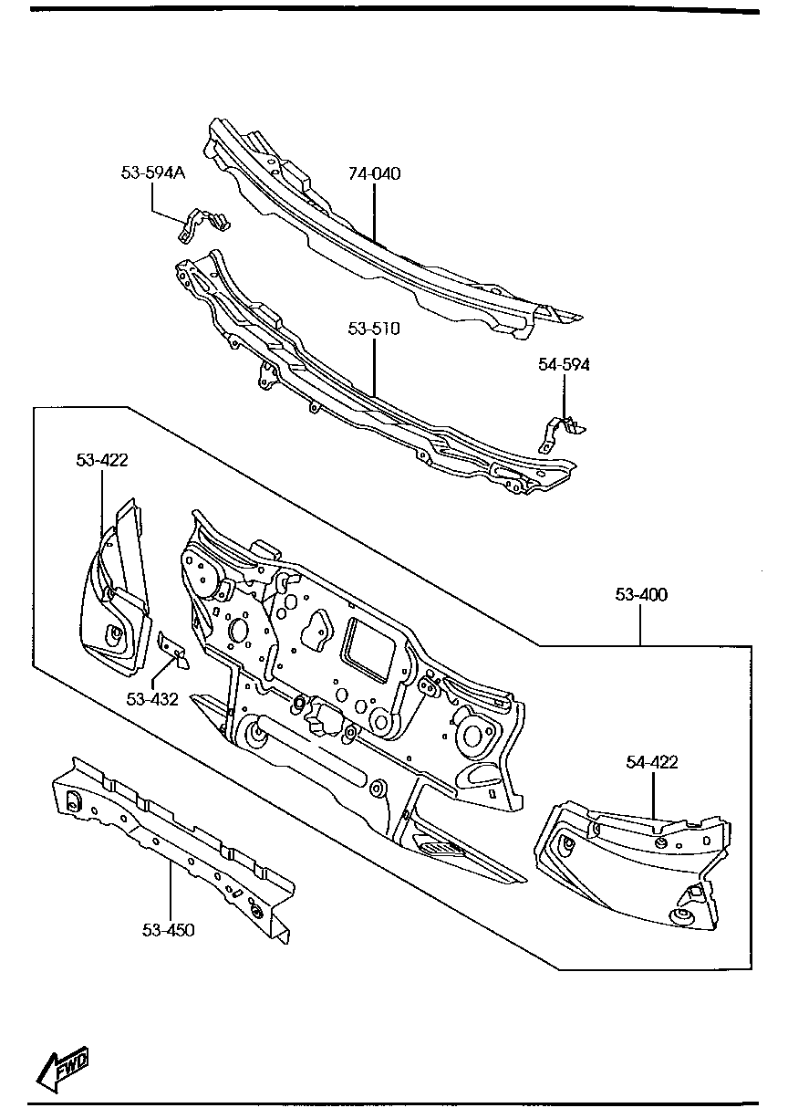 D350-53-42XE Reinf.(R),Dash Panel-Low. Mazda | YoshiParts
