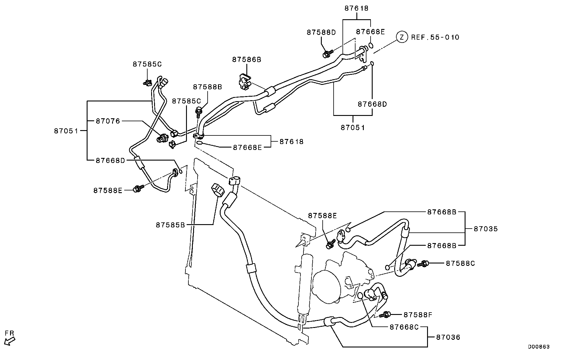 7815B406 Hose,A/C Compressor Discharge Mitsubishi | YoshiParts