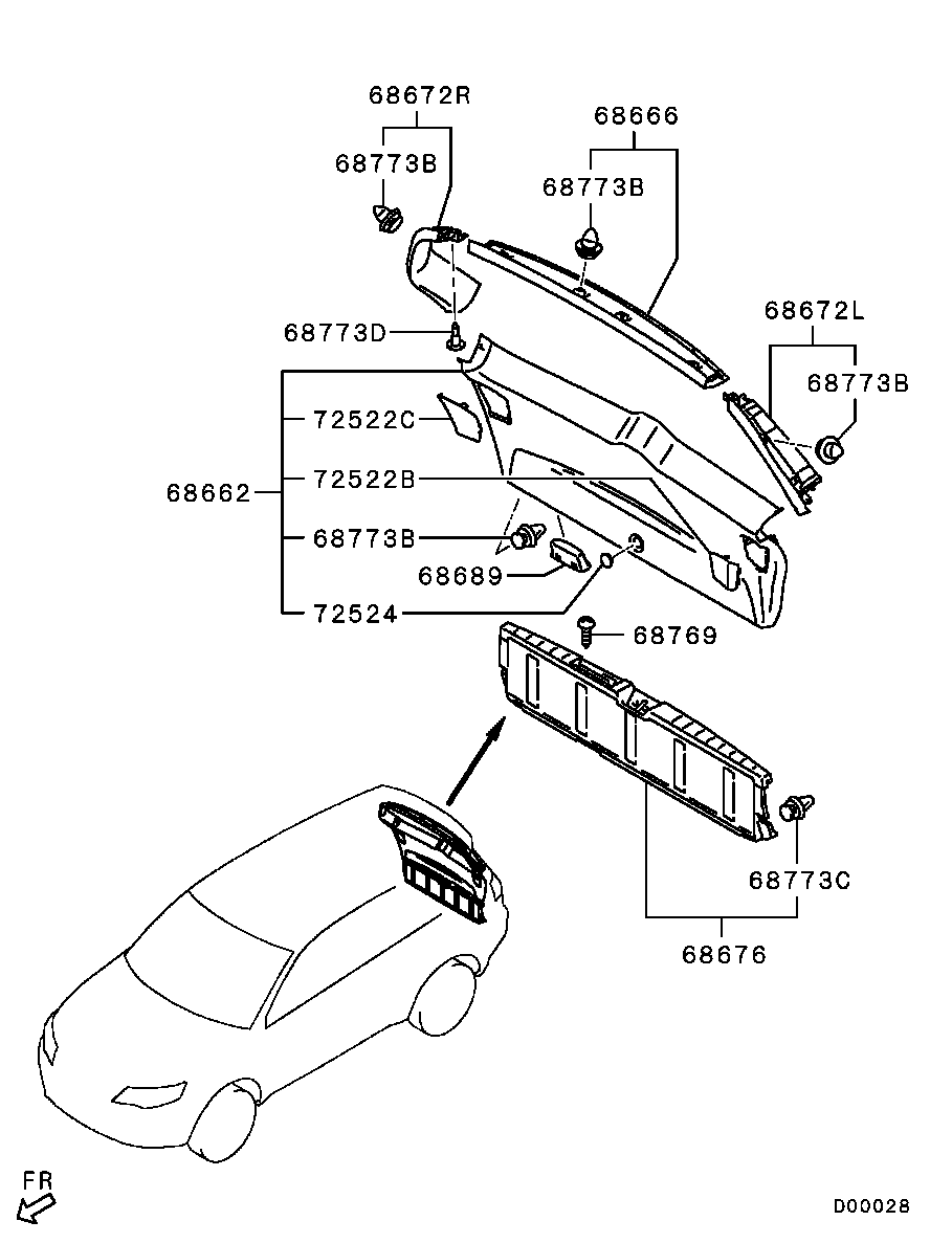7224A020XA Trim,Tailgate,Lwr Mitsubishi | YoshiParts