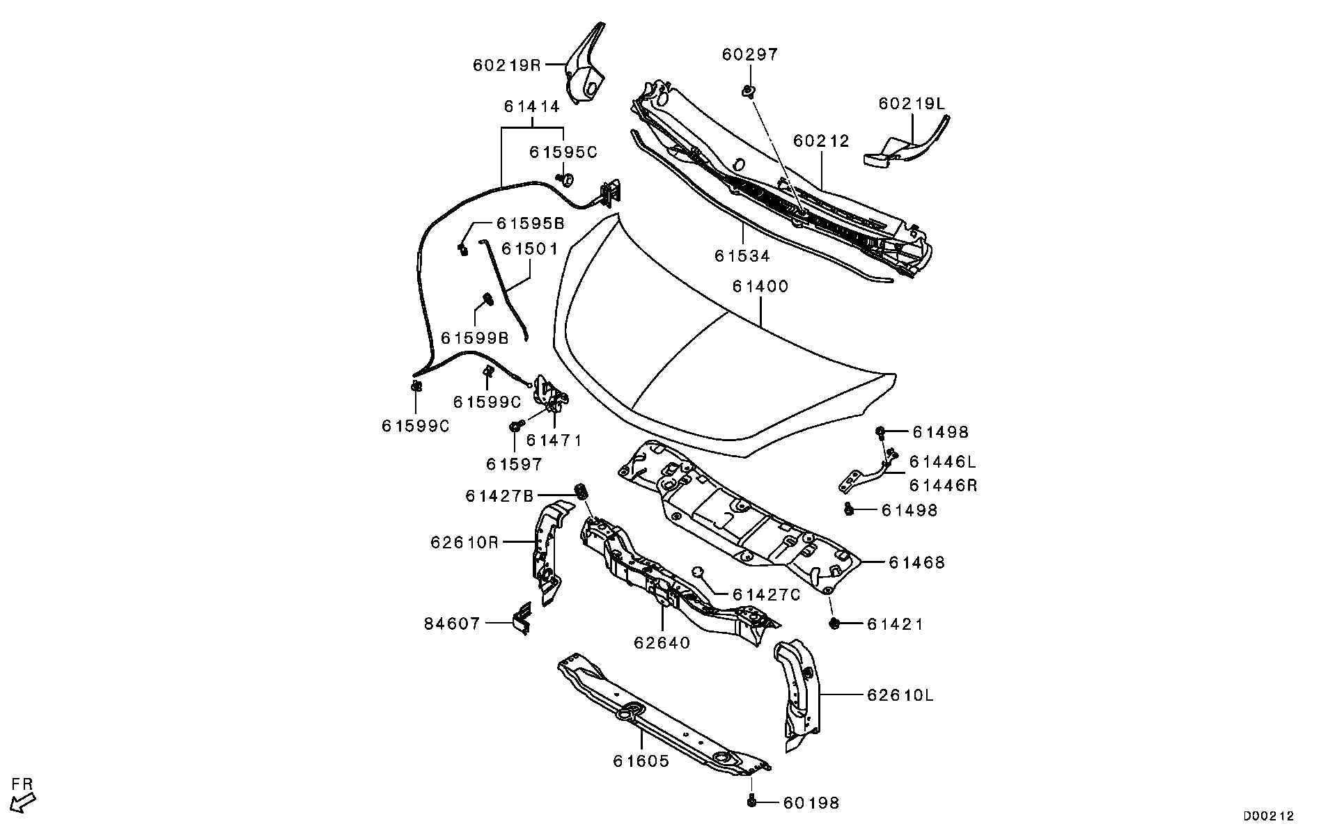 MQ501663 Cable,Hood Lock Release Mitsubishi | YoshiParts