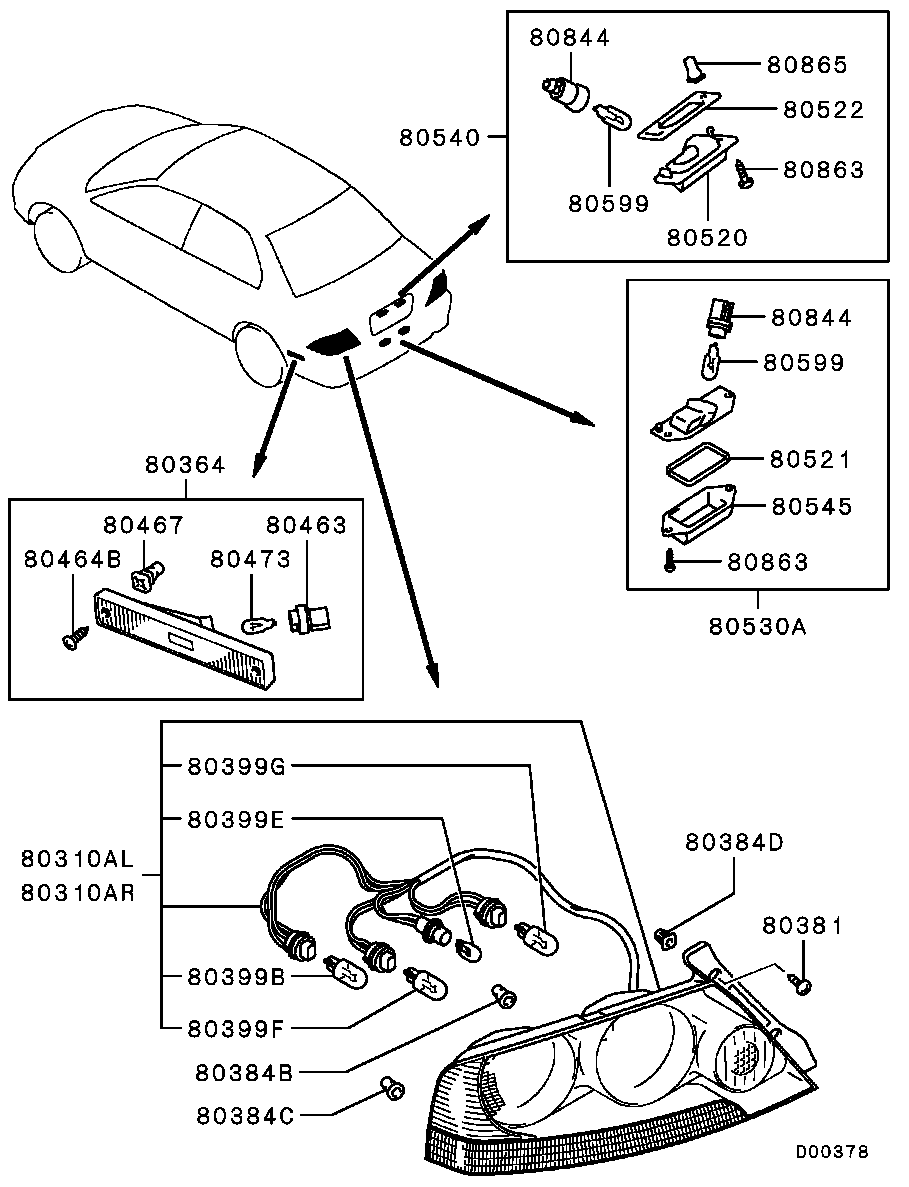 MR583091 Lamp Assy,Combination,Rr Lh Mitsubishi | YoshiParts
