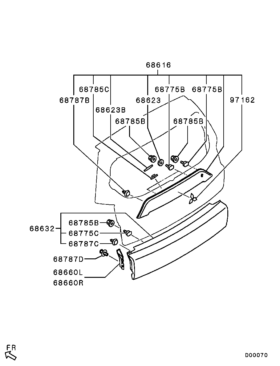 5817A022HA Garnish,Tailgate Mitsubishi | YoshiParts