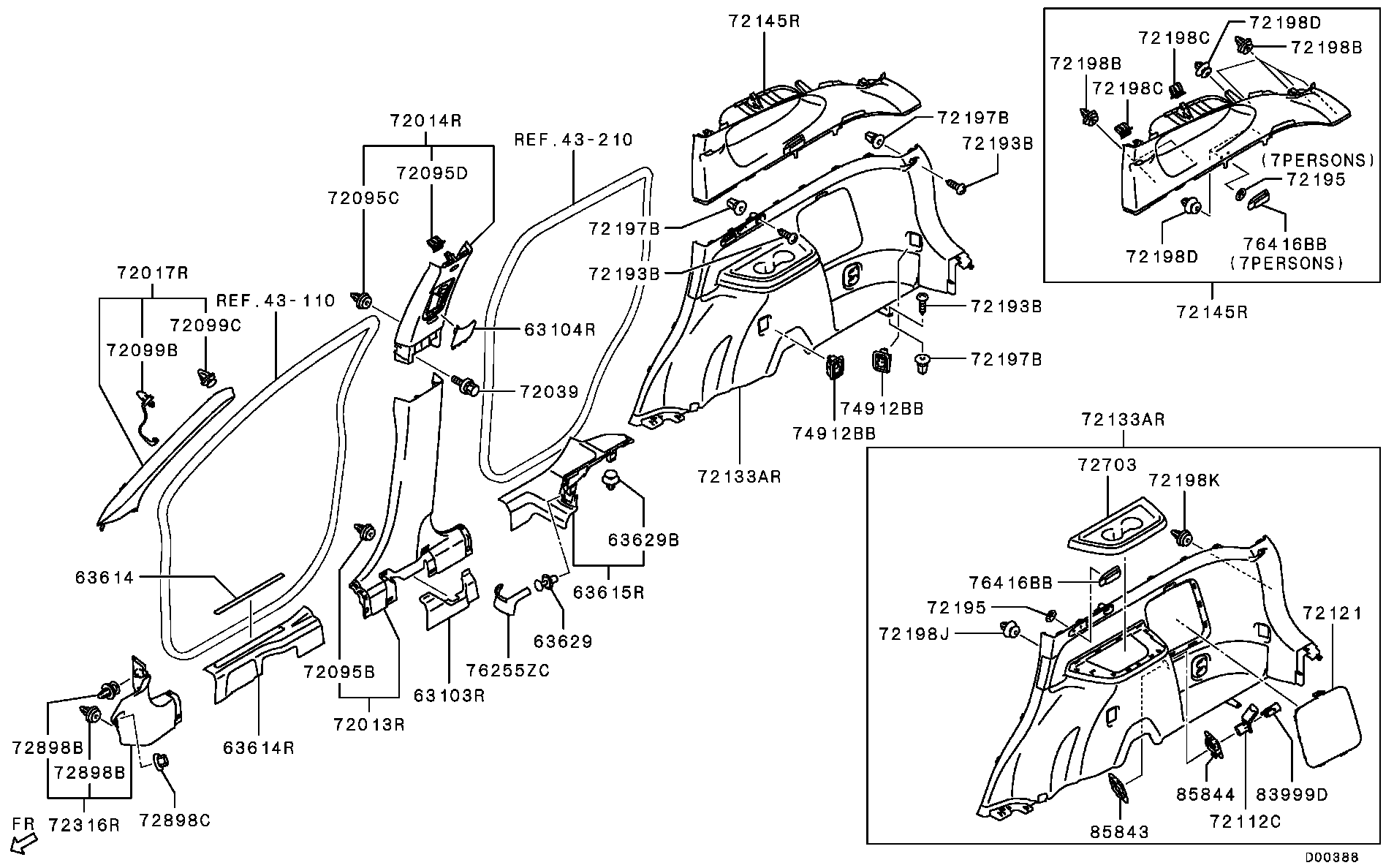 7211A308YA Trim,Ctr Pillar,Upr Rh Mitsubishi | YoshiParts