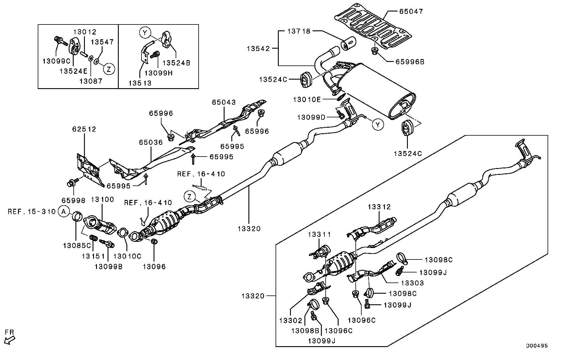 1570B291 Protector,Exhaust Ctr Pipe,Rr Lwr Mitsubishi | YoshiParts