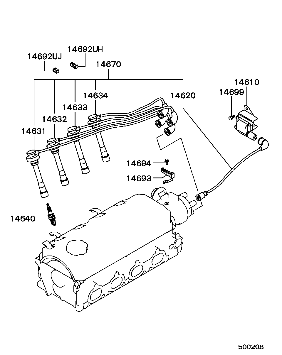 MD975898 Cable Set,Spark Plug & High Tension Mitsubishi | YoshiParts