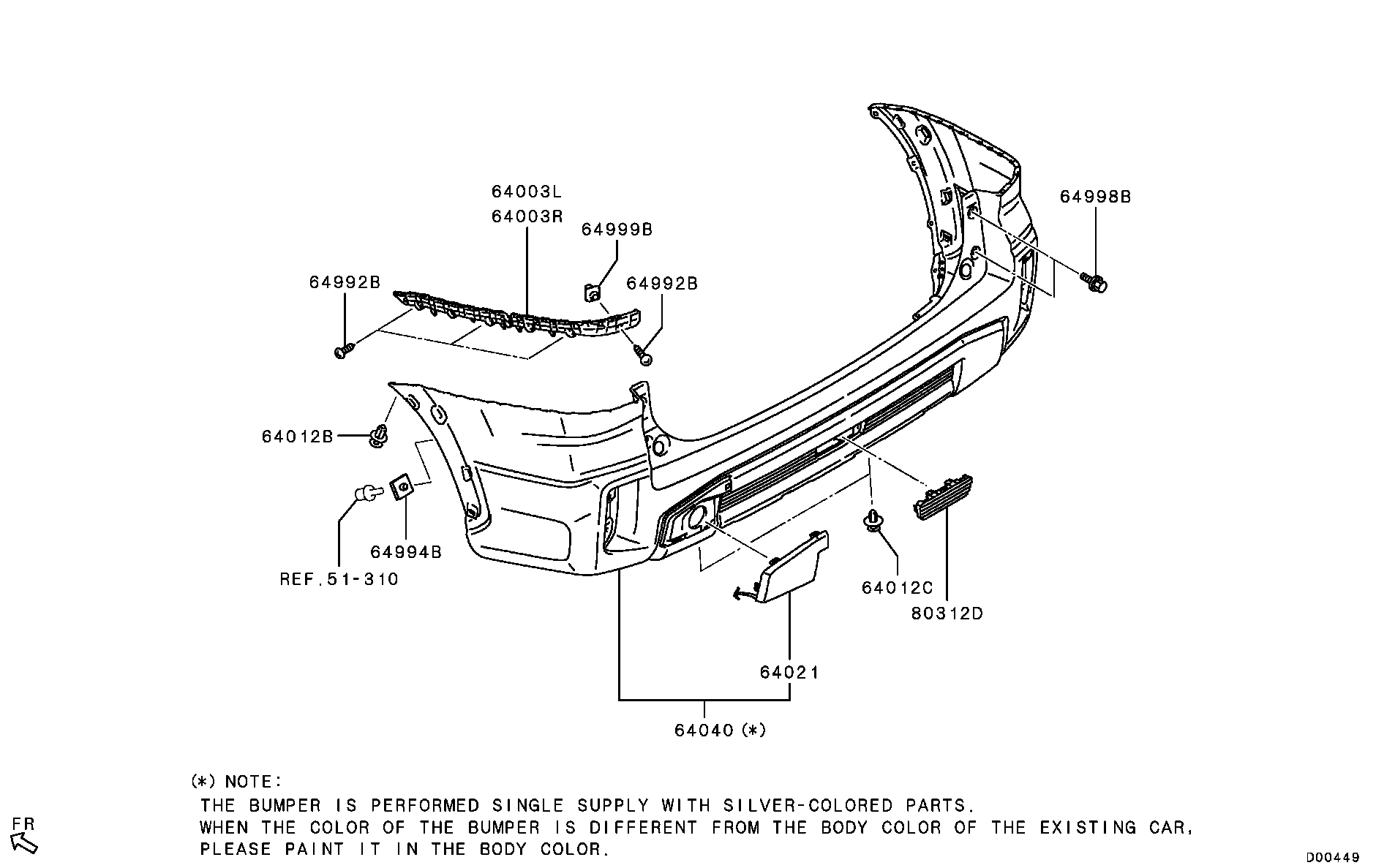 85023A010P Face,Rr Bumper Mitsubishi | YoshiParts