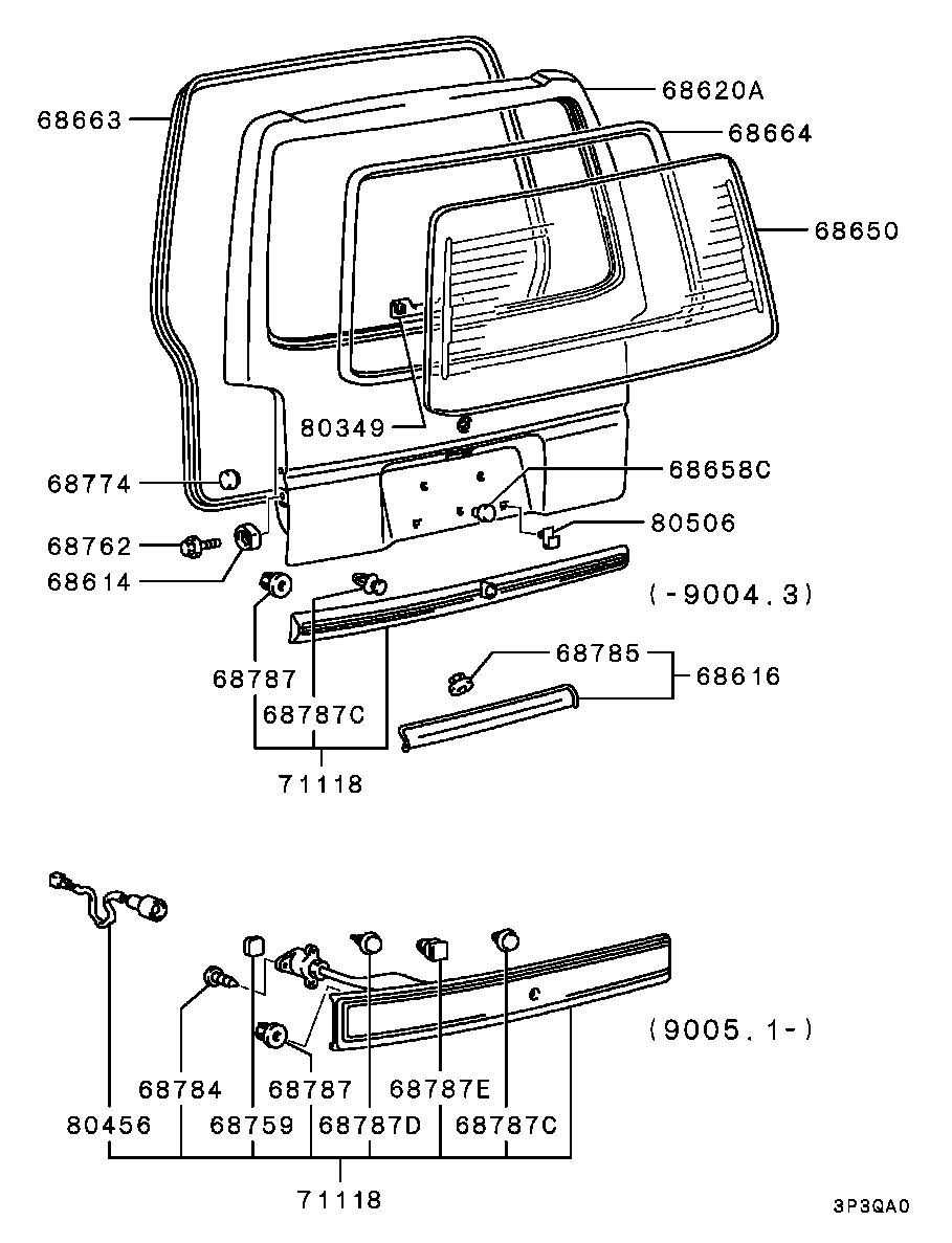 MB416385 Glass,Tailgate Window Mitsubishi | YoshiParts