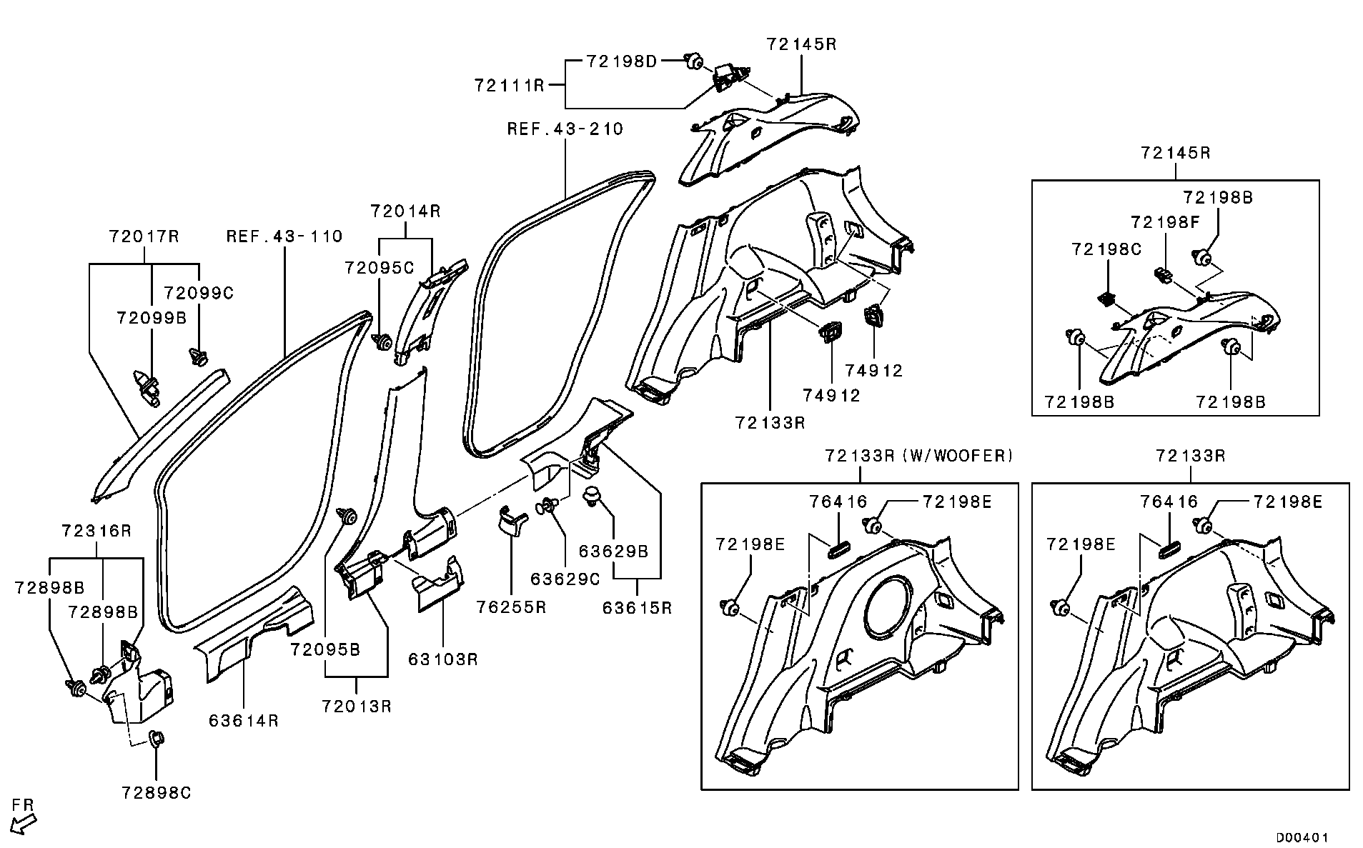 7211A468XA Trim,Ctr Pillar,Upr Rh Mitsubishi | YoshiParts