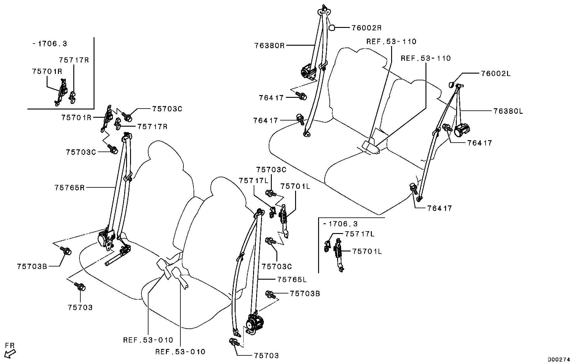 7000F008XA Seat Belt,Fr Seat Pre-Tensioner,Otr Rh Mitsubishi | YoshiParts