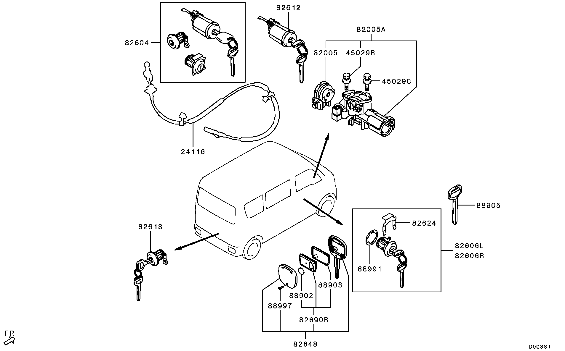 Mq512189 Cylinder And Key Setlock Mitsubishi Yoshiparts
