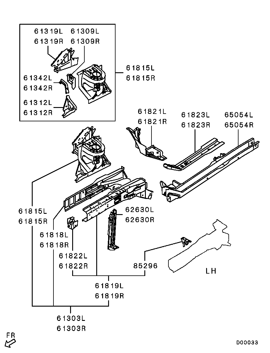 MR990974 Sidemember,Fr Floor,Rh Mitsubishi | YoshiParts
