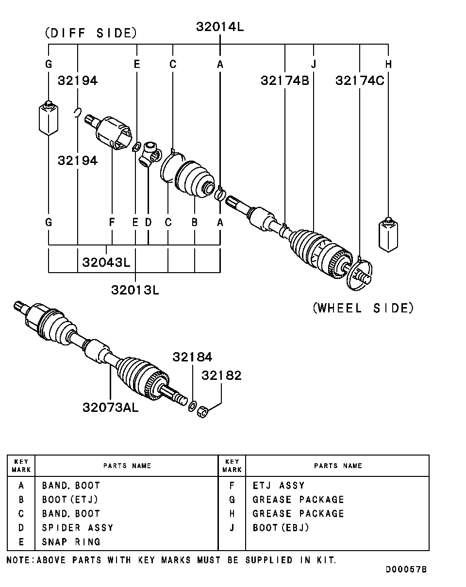 3817A264 Joint Kit,Fr Axle Shaft,Lh Mitsubishi | YoshiParts