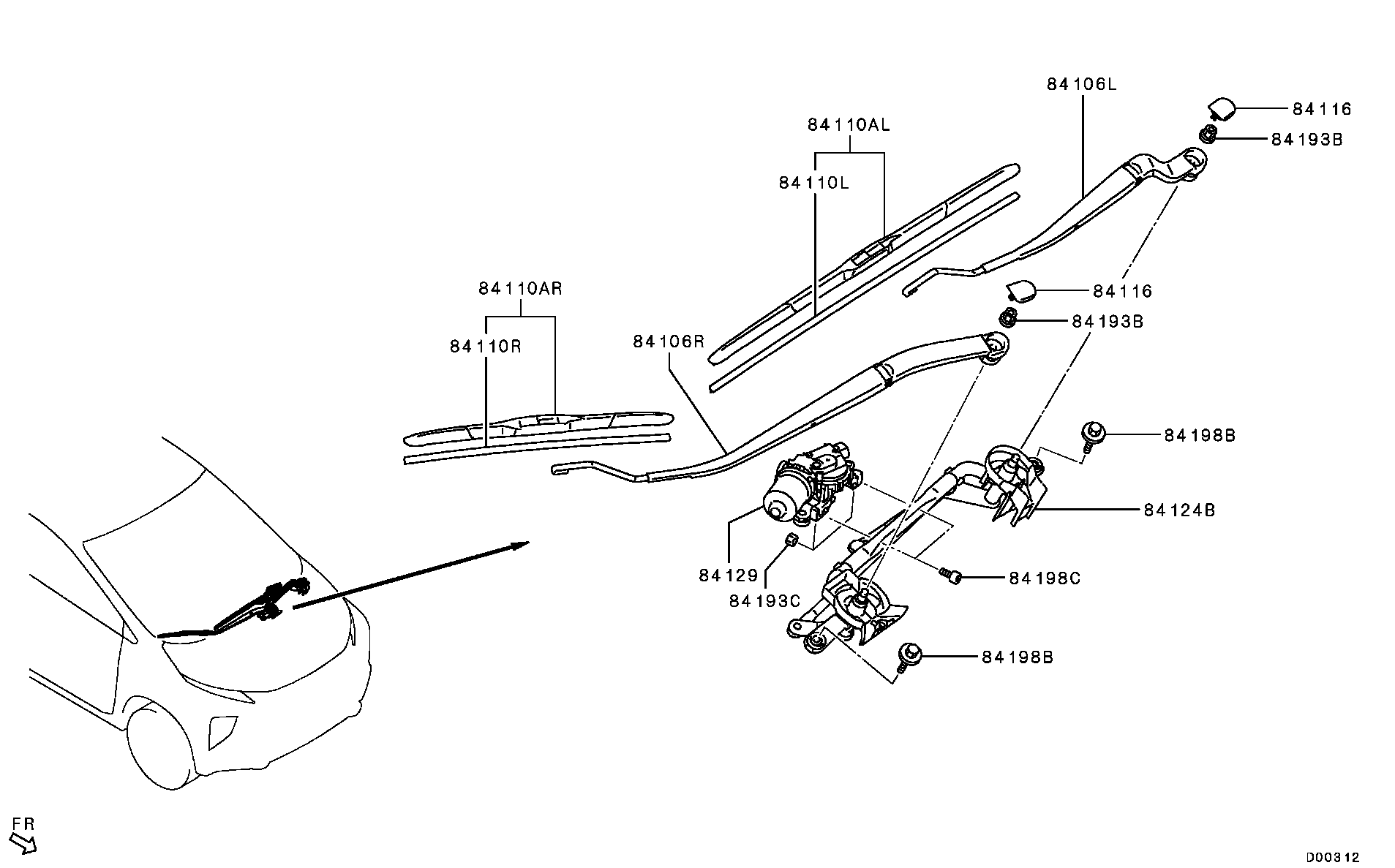8250B070 Blade Assy,Windshield Wiper,Rh Mitsubishi | YoshiParts