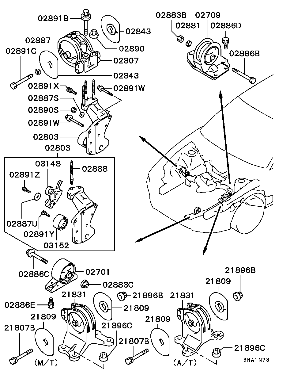 MR272744 Bracket,T/M Mounting Body Side Mitsubishi | YoshiParts