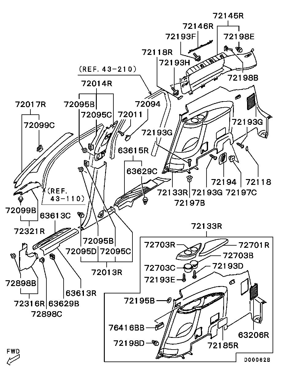 7211A152YA Trim,Ctr Pillar,Lwr Rh Mitsubishi | YoshiParts