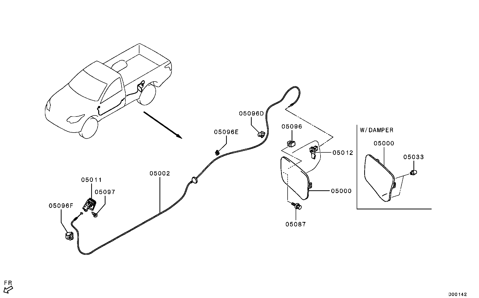 5943A184 Cable,Fuel Filler Lid Lock Release Mitsubishi | YoshiParts